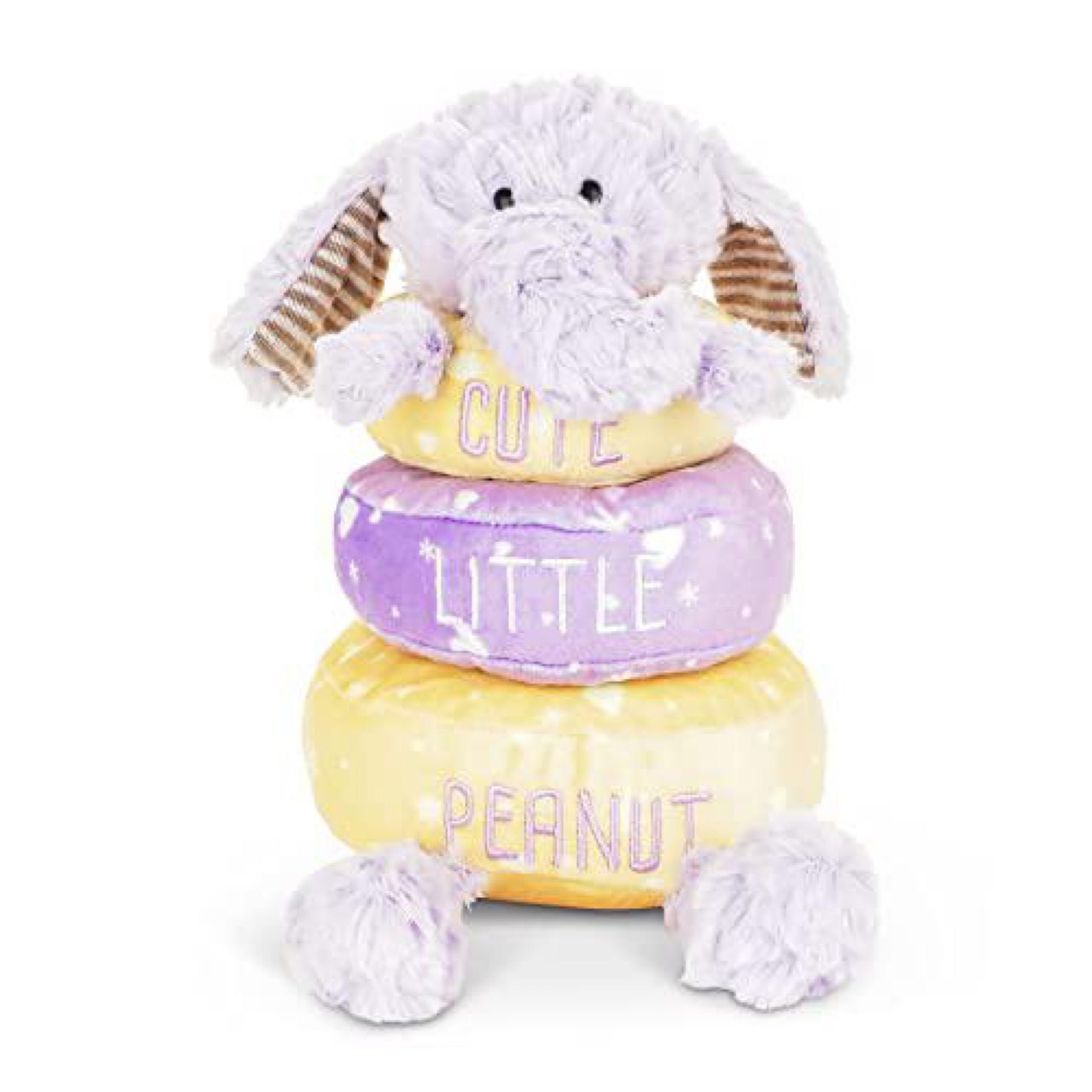 DEMDACO Cute Little Peanut Elephant 9 inch Purple Stackable Rings Plush ...